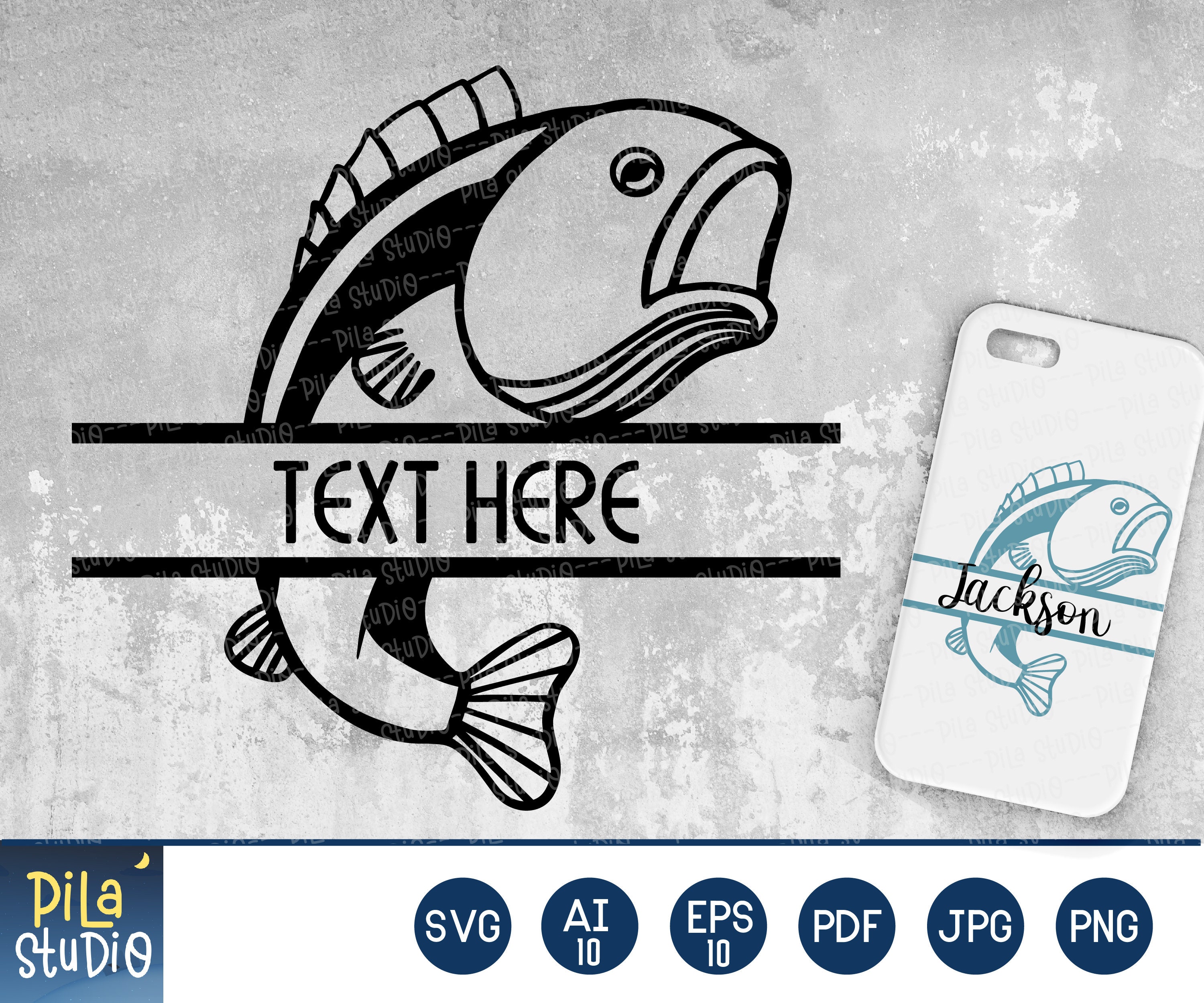 Fish SVG File Fishing SVG Fish Monogram Svg Fishing Name - Etsy