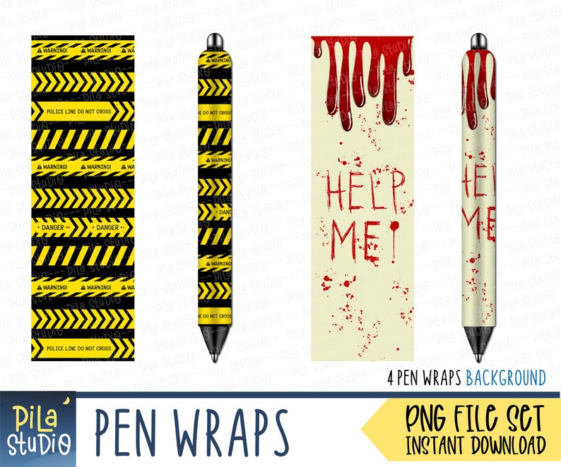 Murder Pen Wraps PNG File Set Blood Pen Wrap Murder Pen | Etsy
