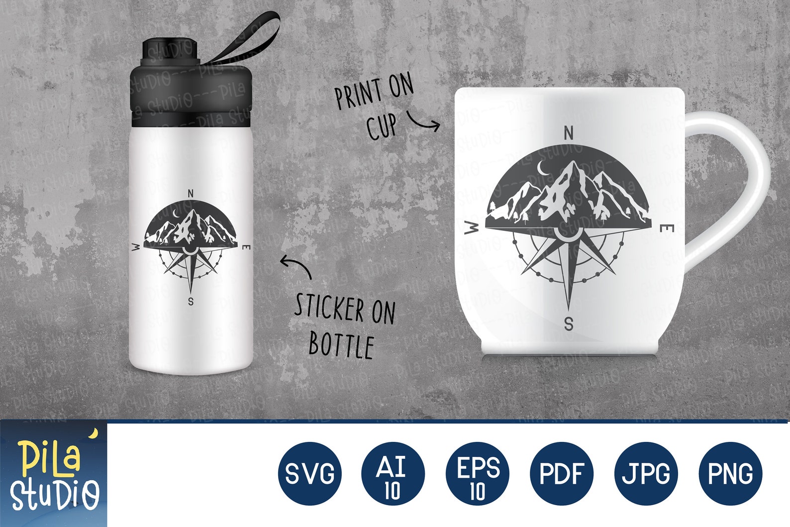 Mountains Trees Compass SVG File Mountain Svg Adventure SVG - Etsy