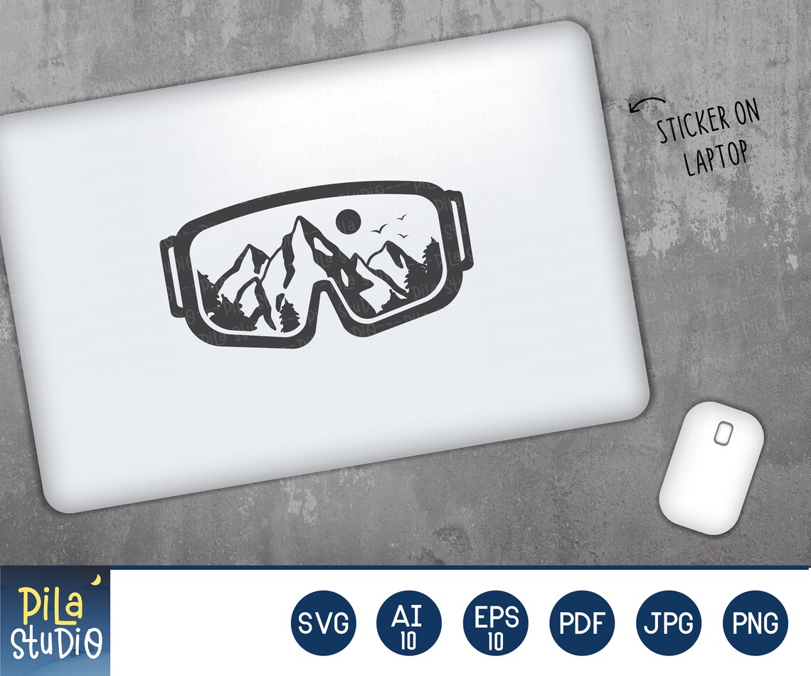 Mountain Snow Goggles SVG File, Mountain Svg, Adventure SVG, Goggles ...