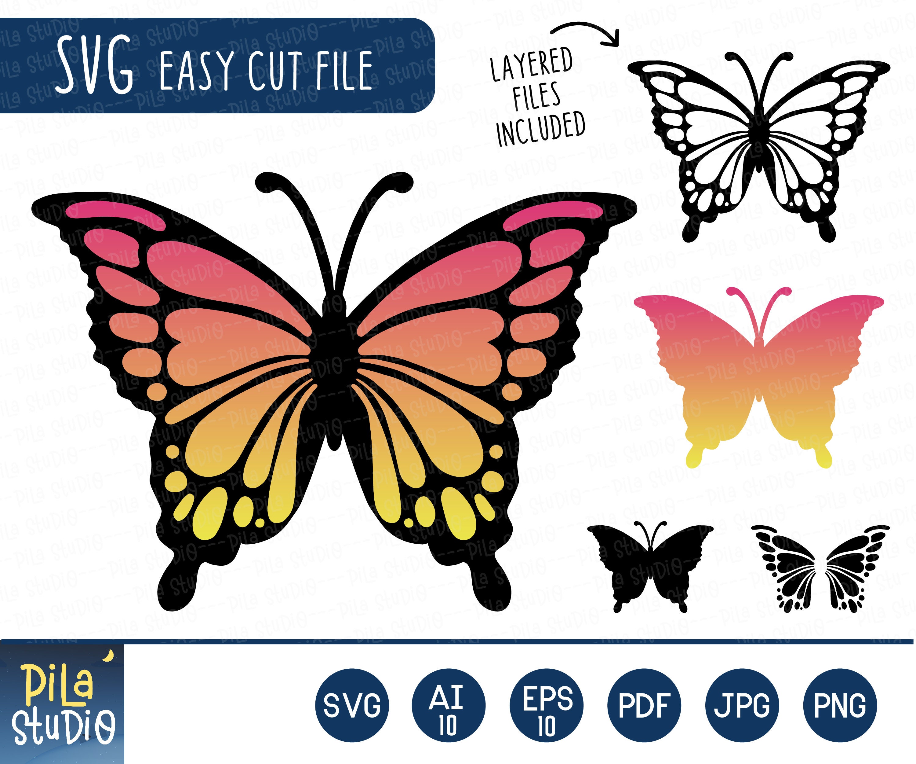 Layered Butterfly SVG Butterfly Svg Butterfly Clipart | Etsy