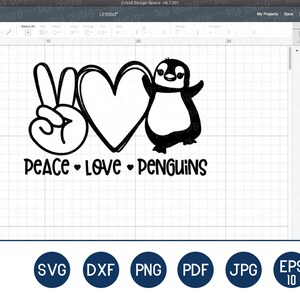 Peace Love Penguins Sublimation, Penguin Valentine's Svg, Penguin Clip ...