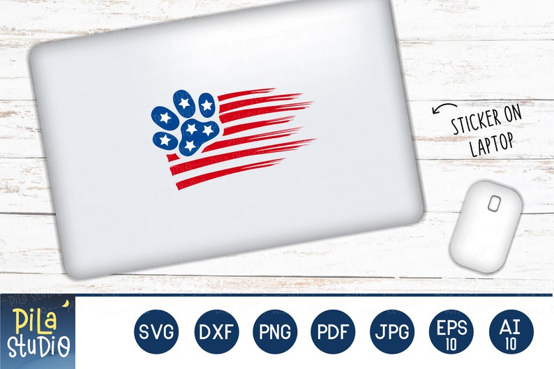 America Flag Paw Print Svg Dog Lover 4th of July Svg Paw - Etsy