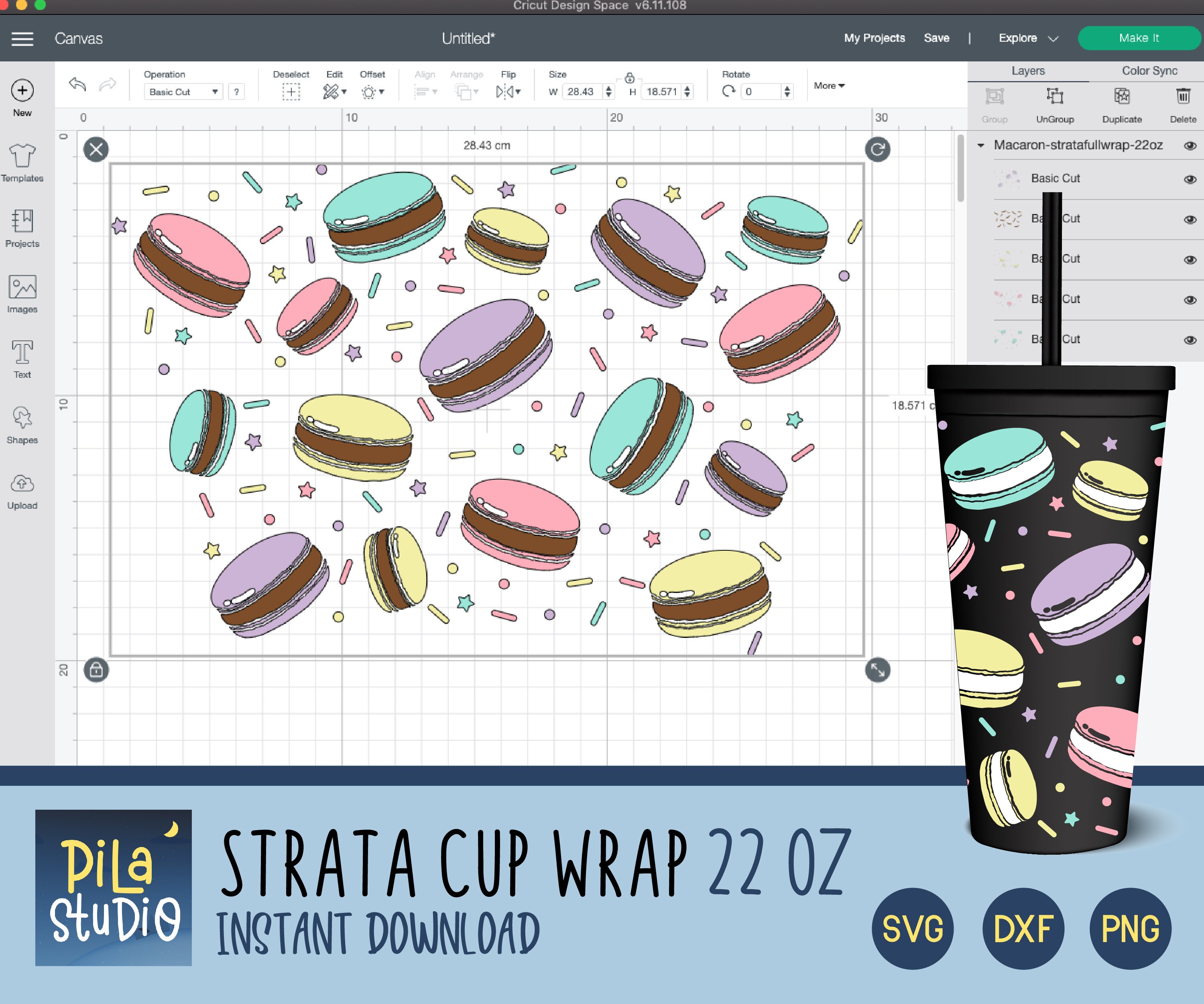 Macaron Strata Svg Sweet Dessert Macaroon Svg DIY Full - Etsy