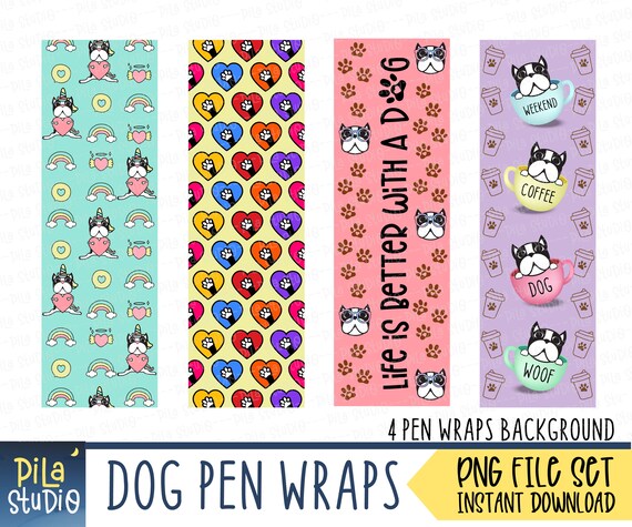 Dog Pen Wrap PNG File Set Unicorn Pen Wrap Paw Print for | Etsy