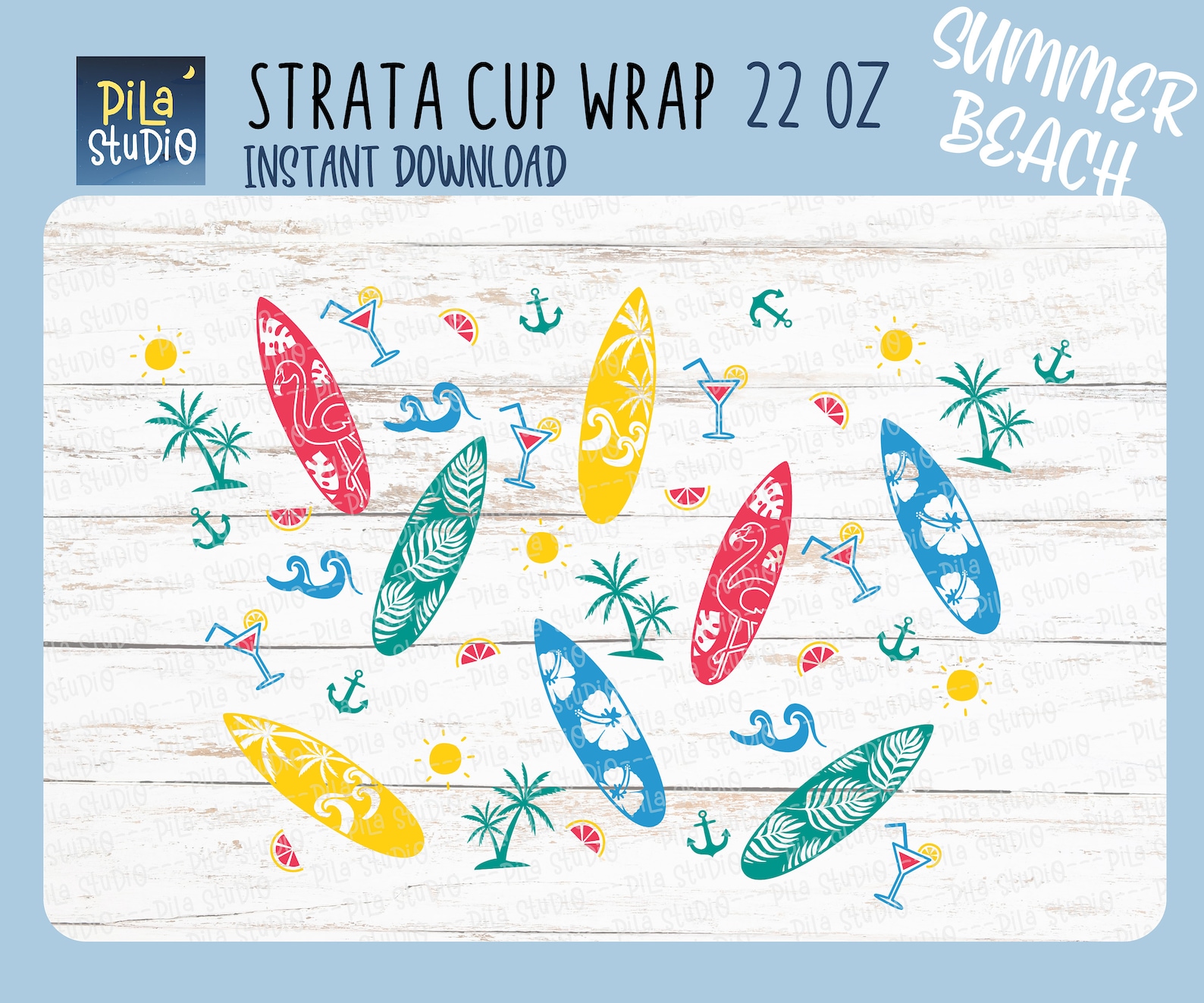 Beach Summer Strata SVG | Strata Cups Svg | Summer SVG | DIY Full Wrap ...