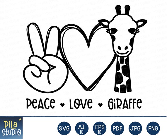 Giraffe Svg Peace Love Giraffe Sublimation Giraffe - Etsy