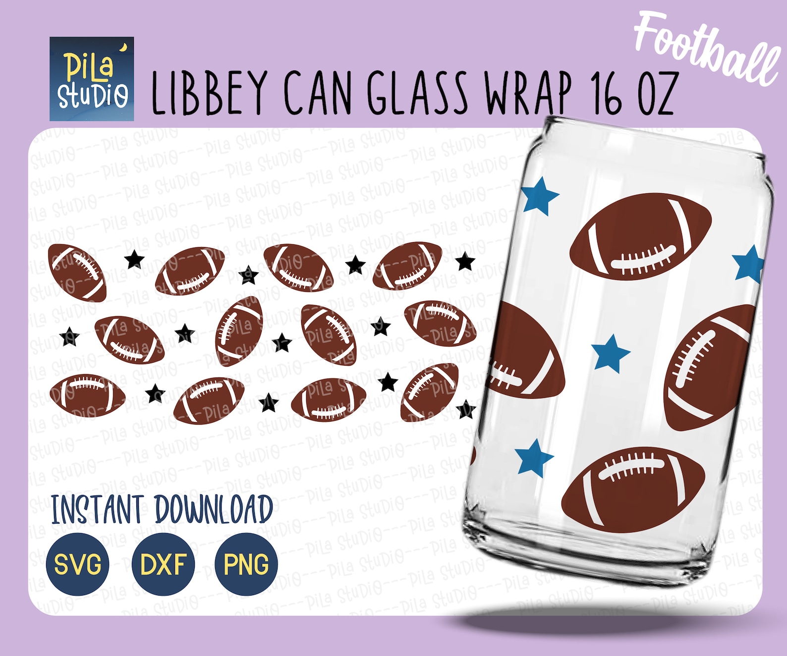 American Football Can Glass Wrap Svg, Sport Full Wrap Libbey 16oz ...