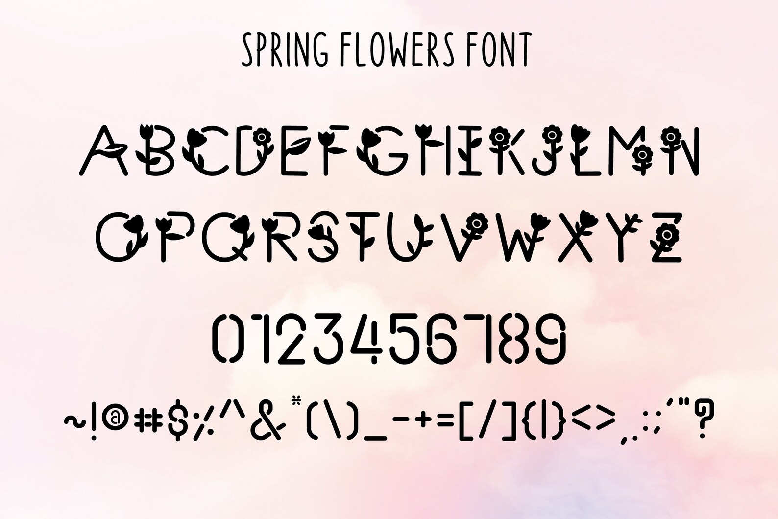 Spring Flowers Digital Font Flower Font Display Font - Etsy