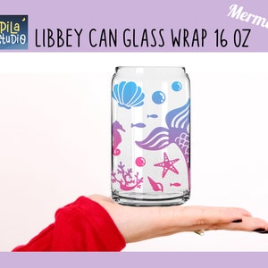 Mermaid Tail Can Glass Svg, Sea and Mermaid DIY Full Wrap Libbey 16oz ...