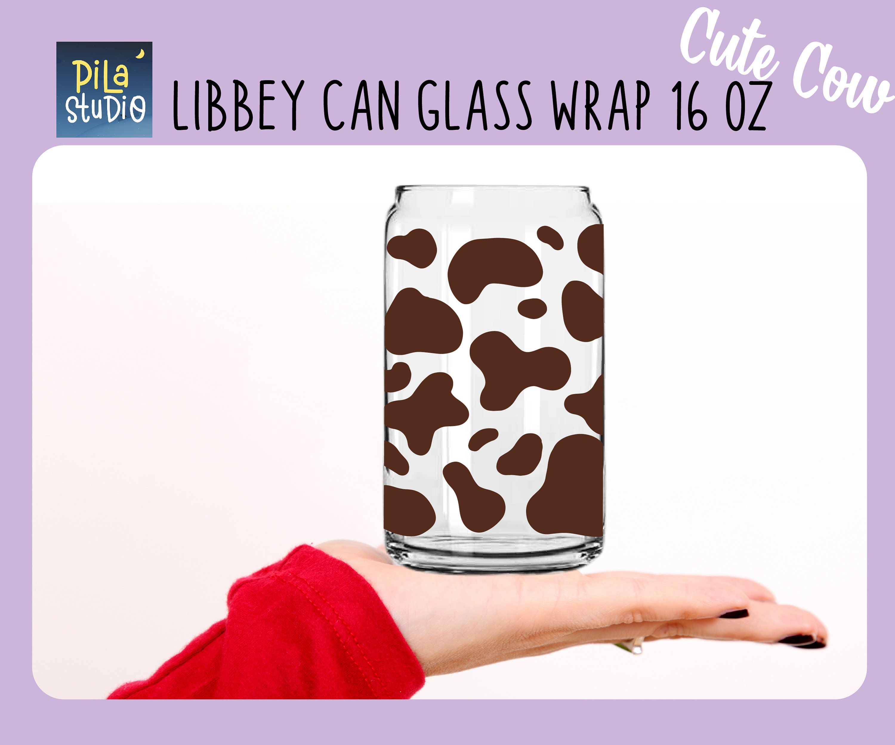 Kawaii Cow Glass Wrap Svg Milk Can Glass Full Wrap Libbey - Etsy