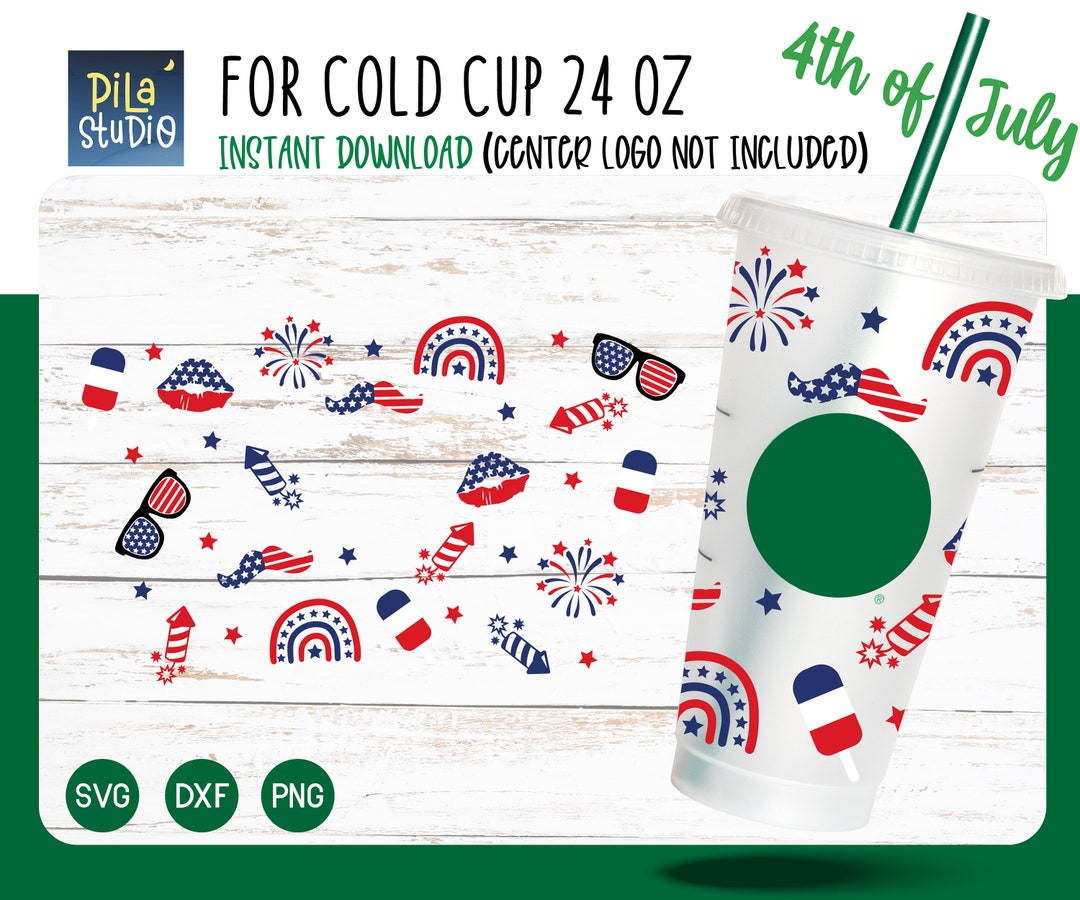 4th of July Cold Cup Svg, Fireworks Independence Day Wrap Venti Cold ...