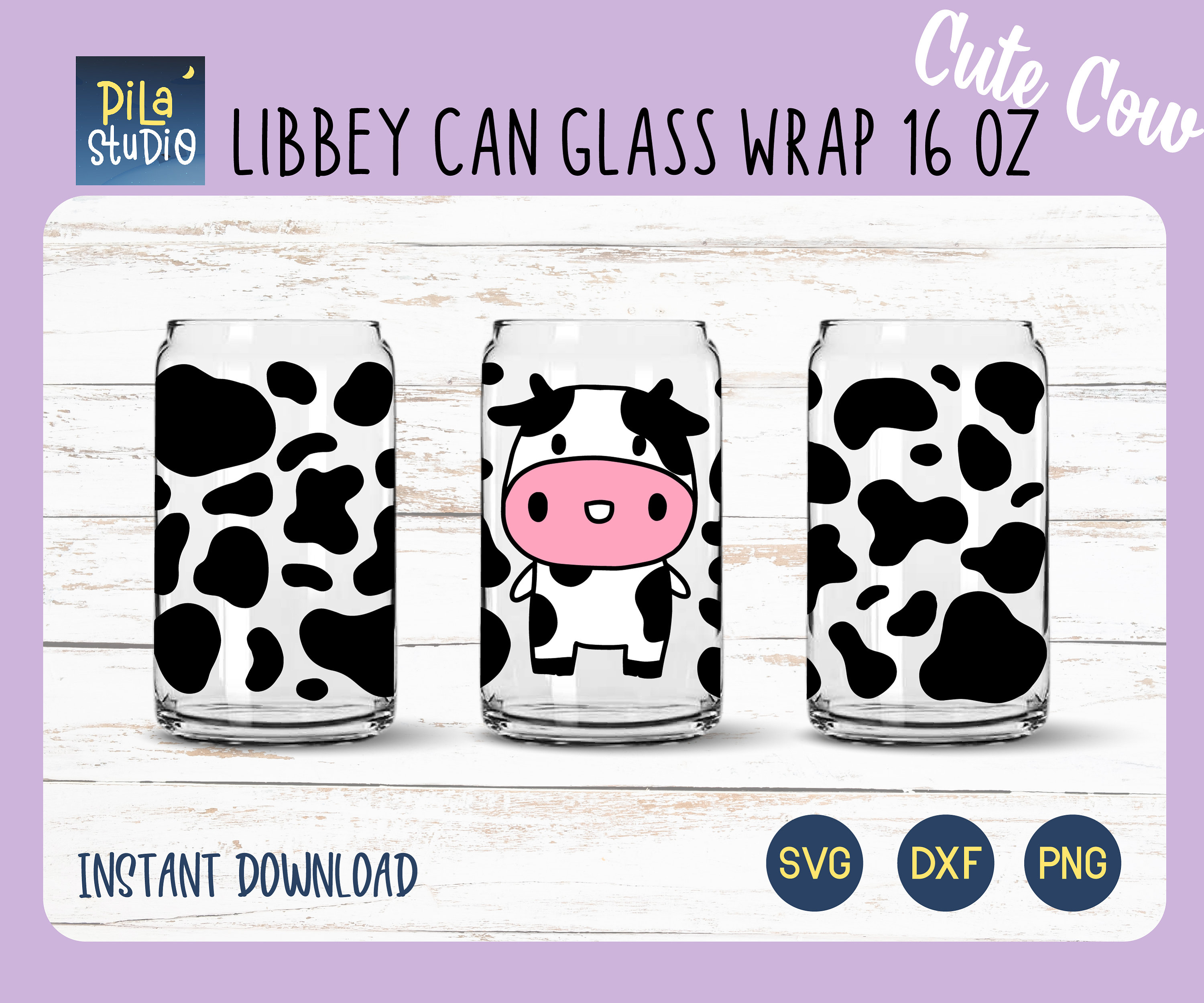 Kawaii Cow Glass Wrap Svg Milk Can Glass Full Wrap Libbey - Etsy