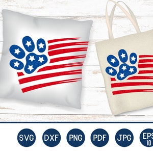 America Flag Paw Print Svg, Dog Lover 4th of July Svg, Paw Print Svg ...