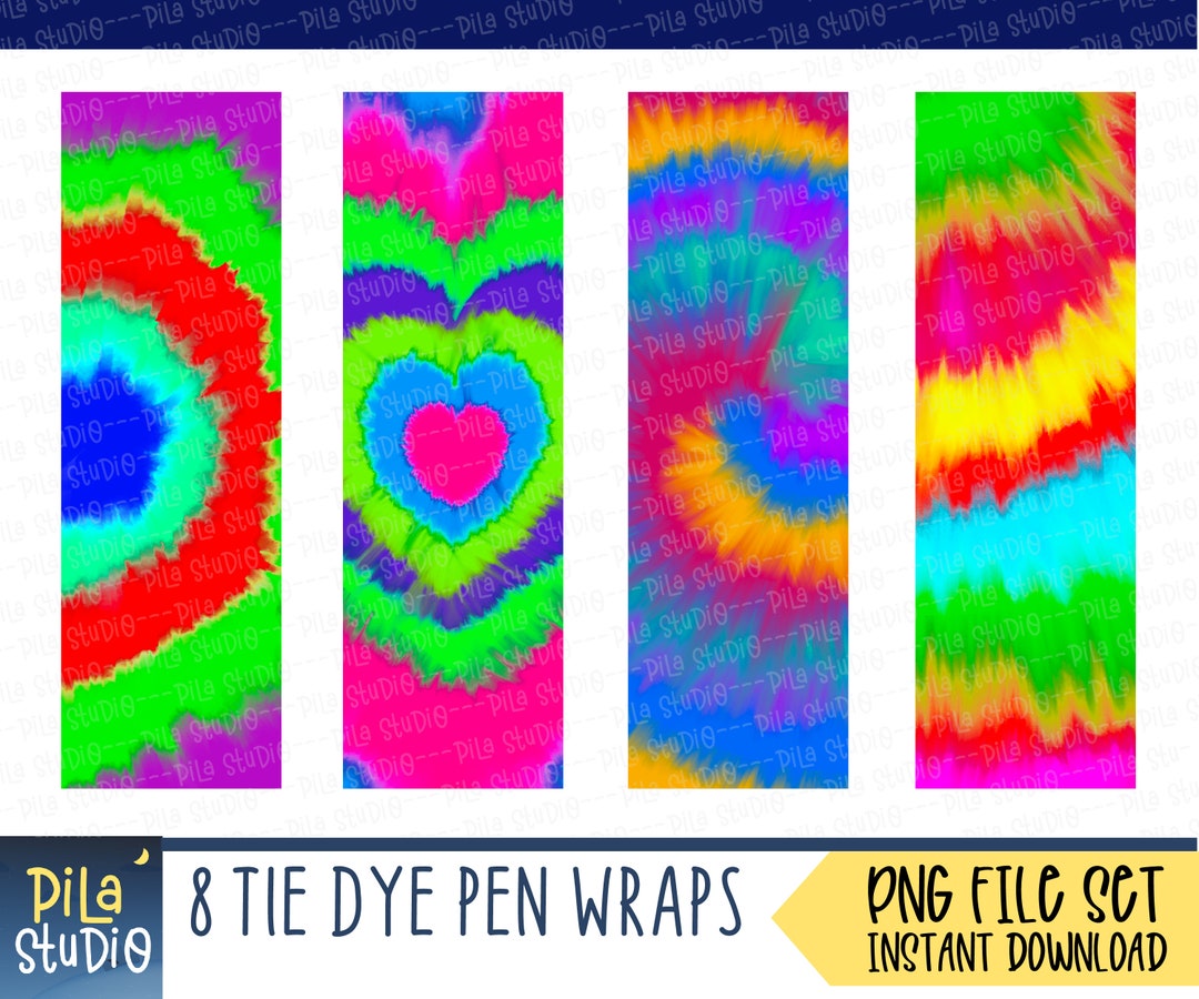 Rainbow Tie Dye Pen Wraps PNG File Set | Tie Dye Pen Wrap | Tye Dye Png ...