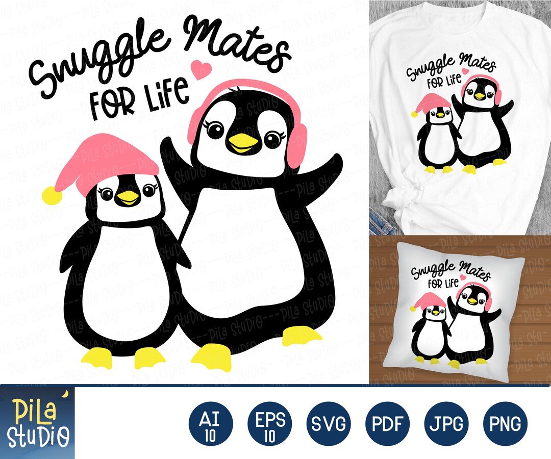Snuggle Mates for Life SVG, Penguin Svg, Penguin Clip Art, Funny Svg ...