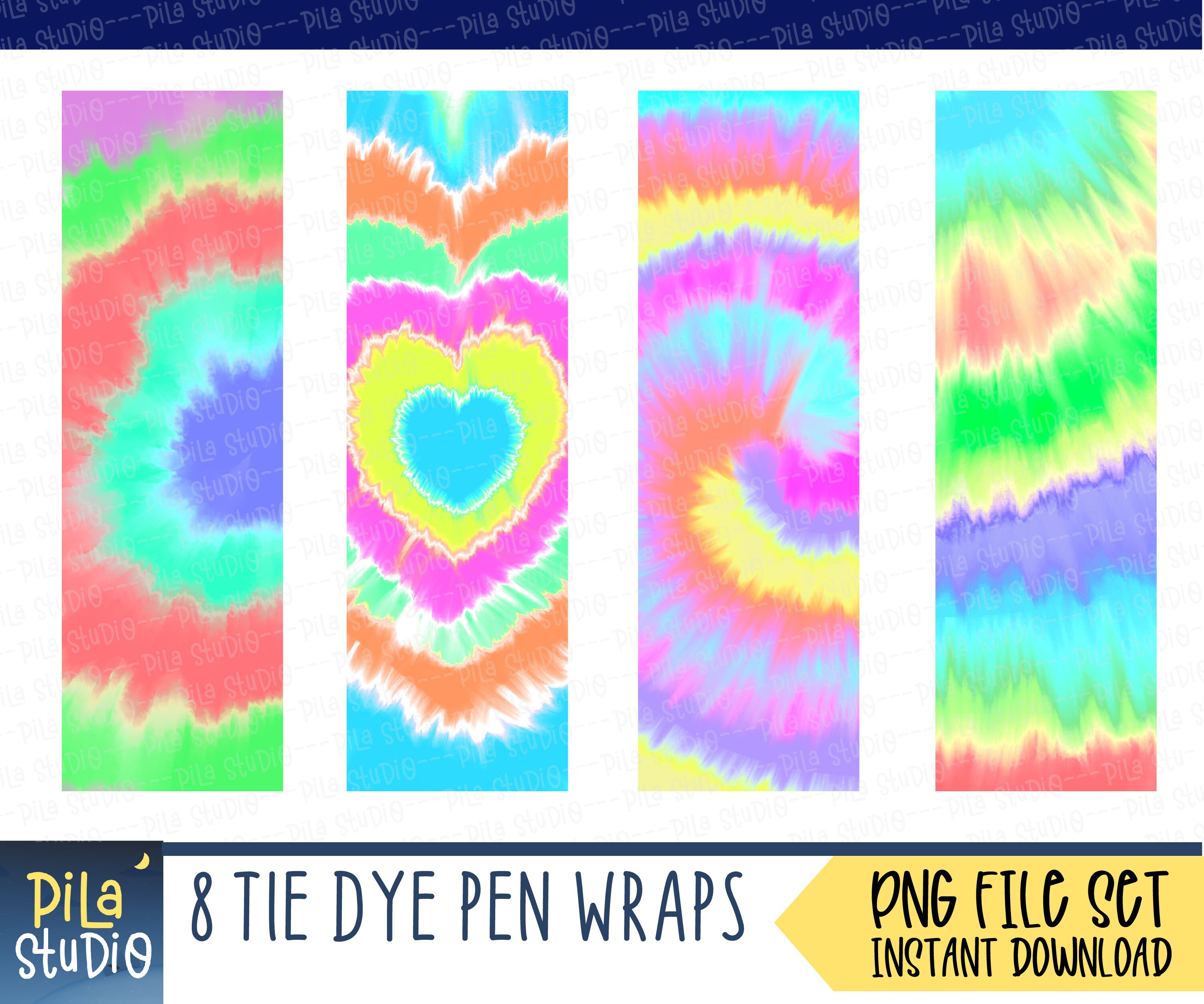 Rainbow tie dye Pen Wraps PNG File Set tie dye Pen Wrap | Etsy