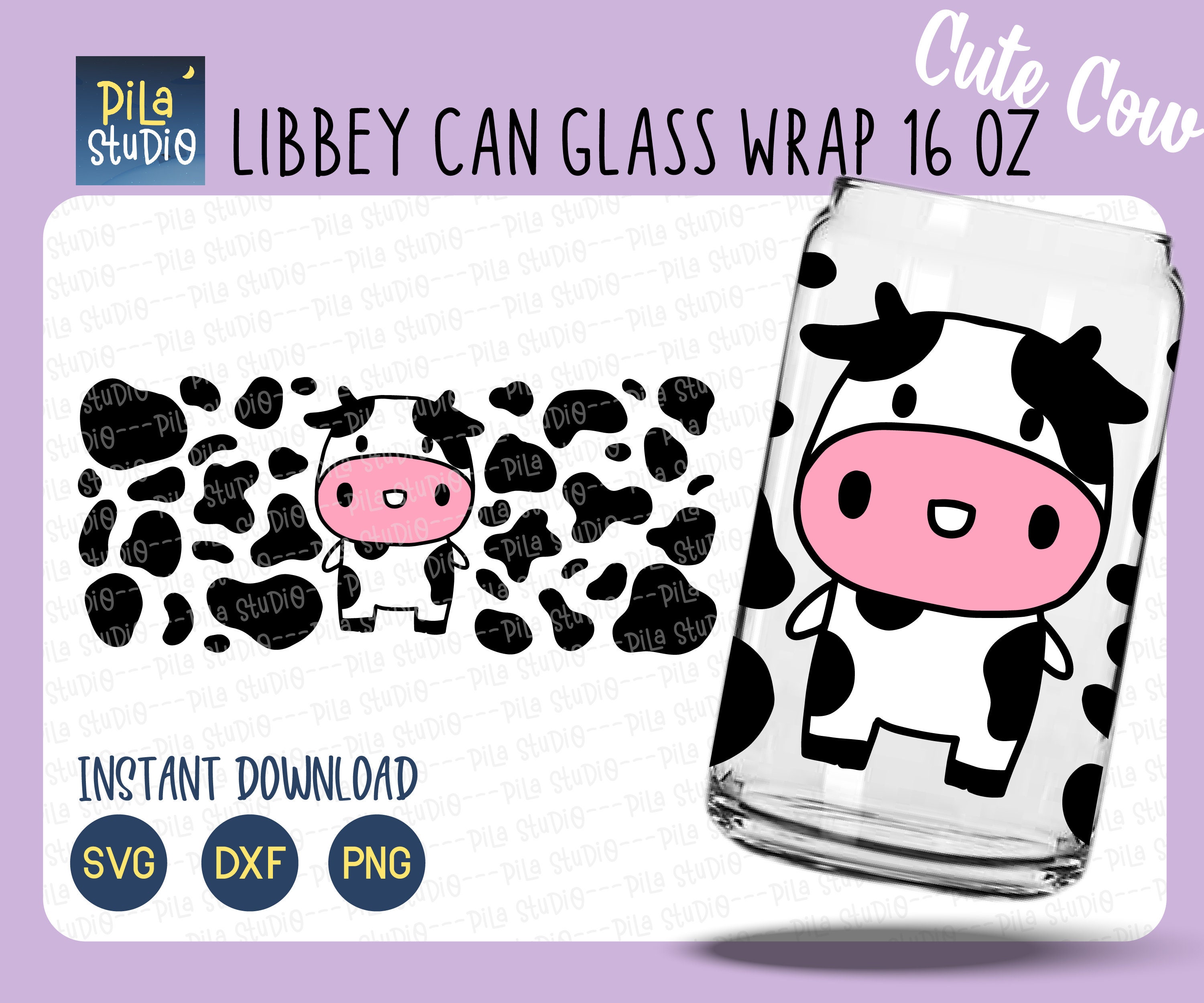 Kawaii Cow Glass Wrap Svg Milk Can Glass Full Wrap Libbey - Etsy