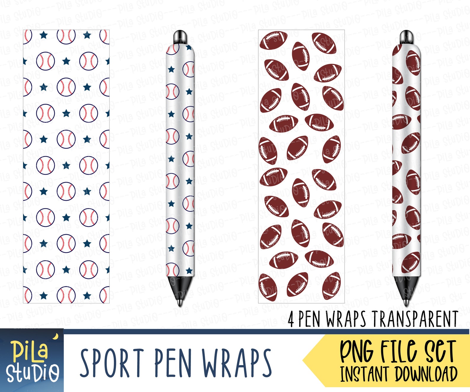 Sport Pen Wraps PNG Set Baseball Pen Wrap Football Pen | Etsy