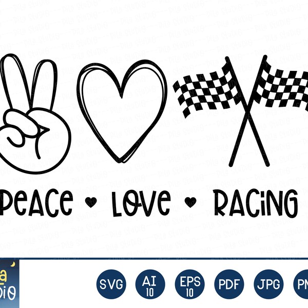 Peace Love Race Svg - Etsy