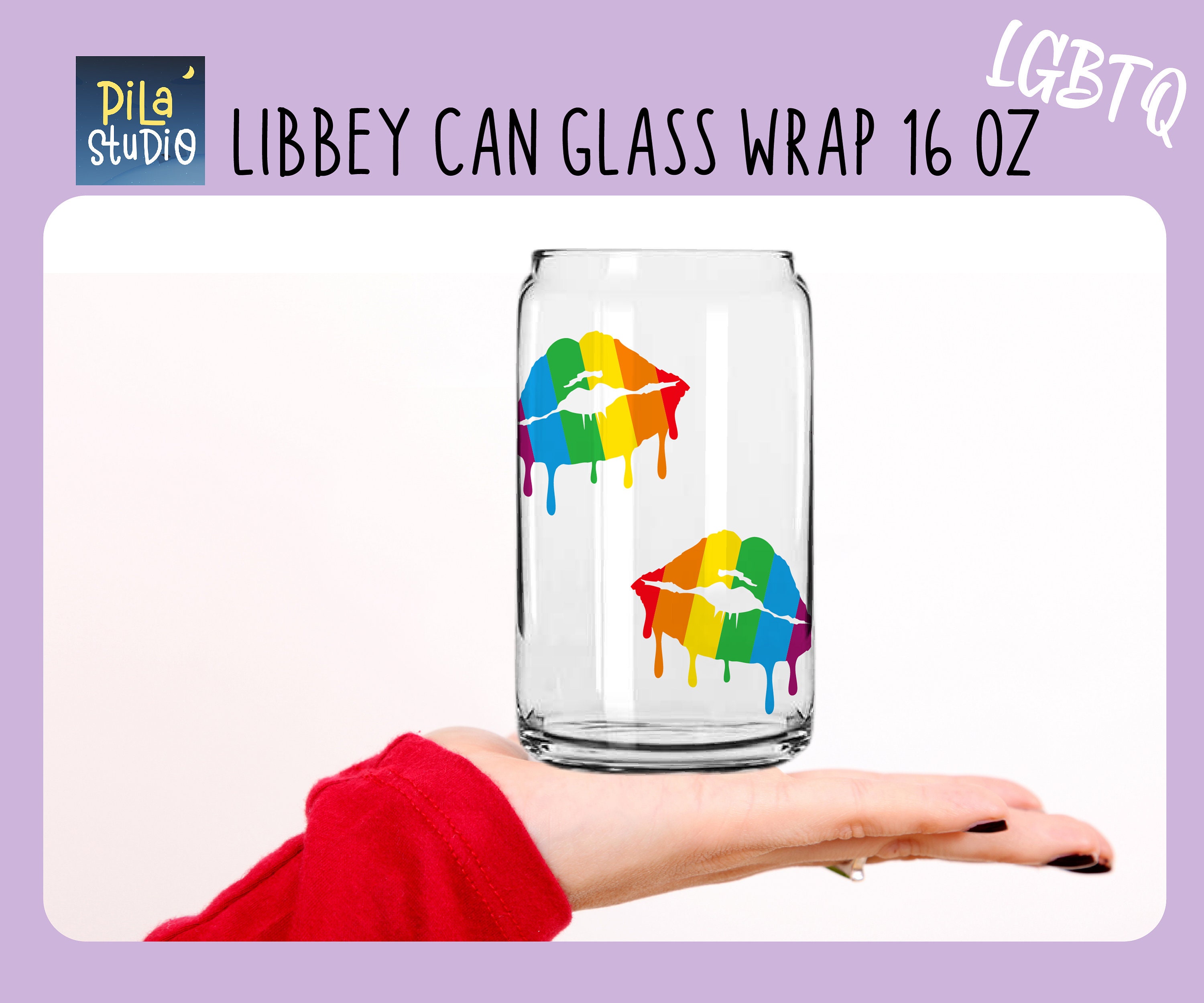 Pride LGBTQ Glass Wrap Svg Rainbow Lips Can Glass Full Wrap - Etsy