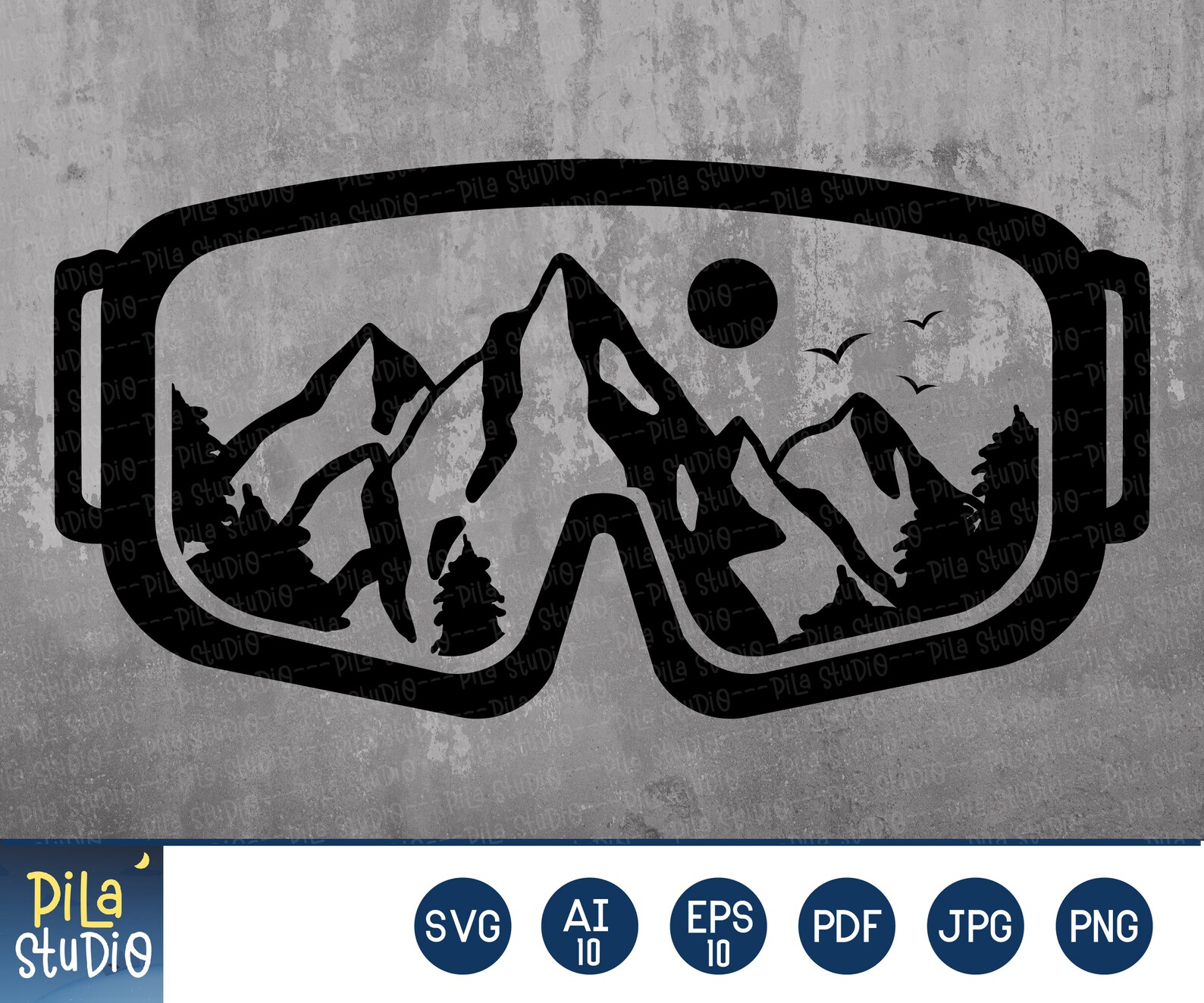 Mountain Snow Goggles SVG File, Mountain Svg, Adventure SVG, Goggles ...