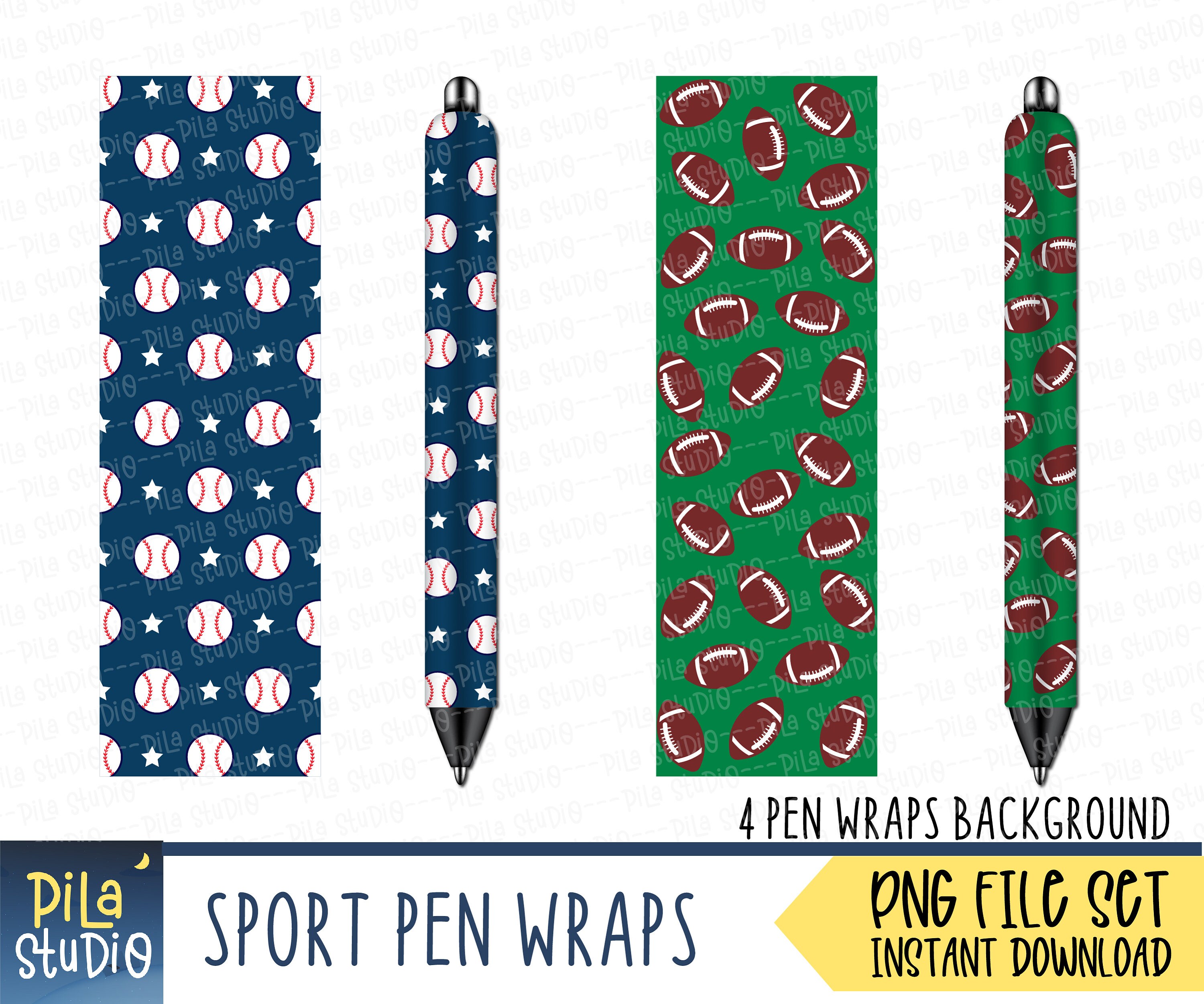 Sport Pen Wraps PNG Set Baseball Pen Wrap Football Pen | Etsy
