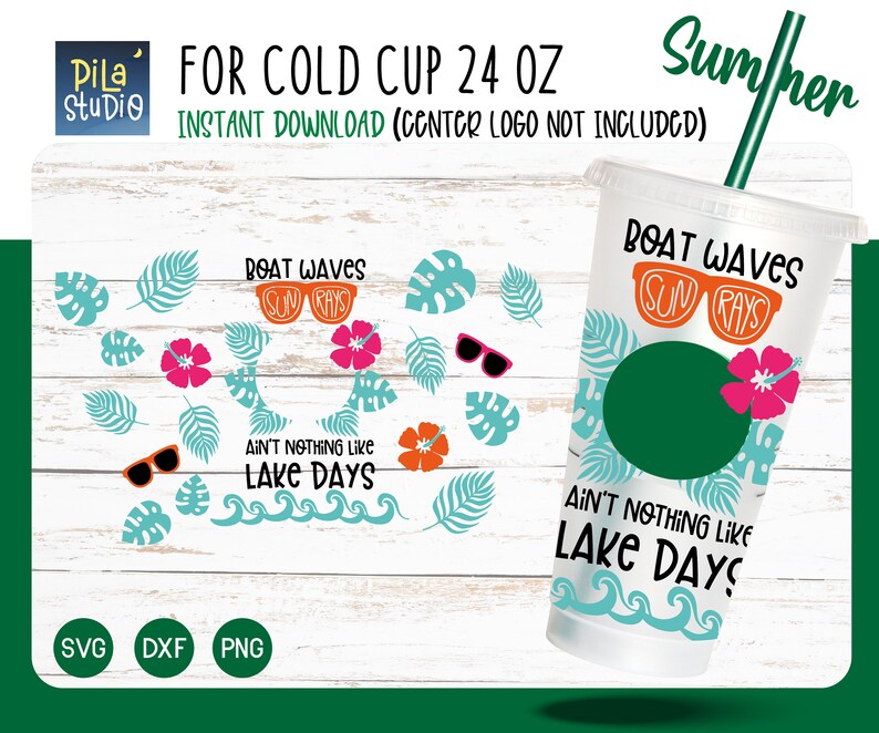 Summer Cup Svg Boat Waves Lake Days Full Wrap Venti Cold Cup - Etsy
