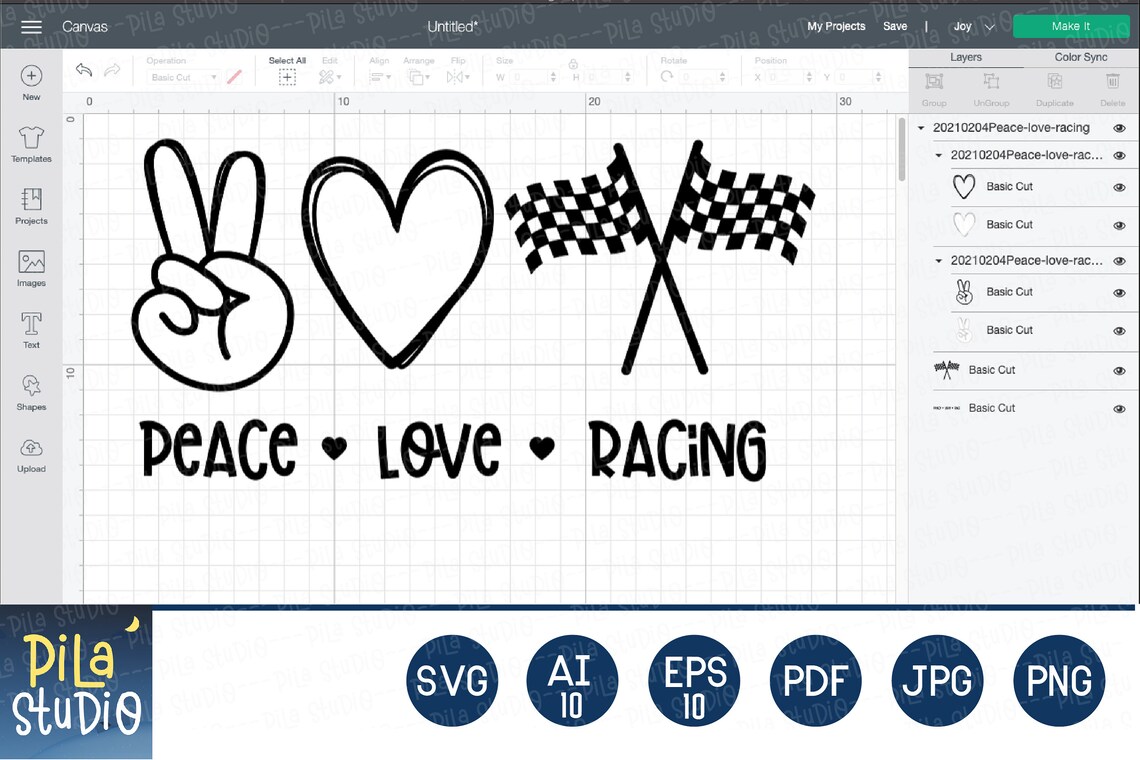 Peace Love Racing Svg File, Peace Love Cut File, Racing Svg, SVG ...