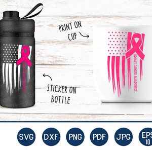 Pink Ribbon USA Flag SVG, Breast Cancer Svg, Pink Ribbon Png, Ribbon ...