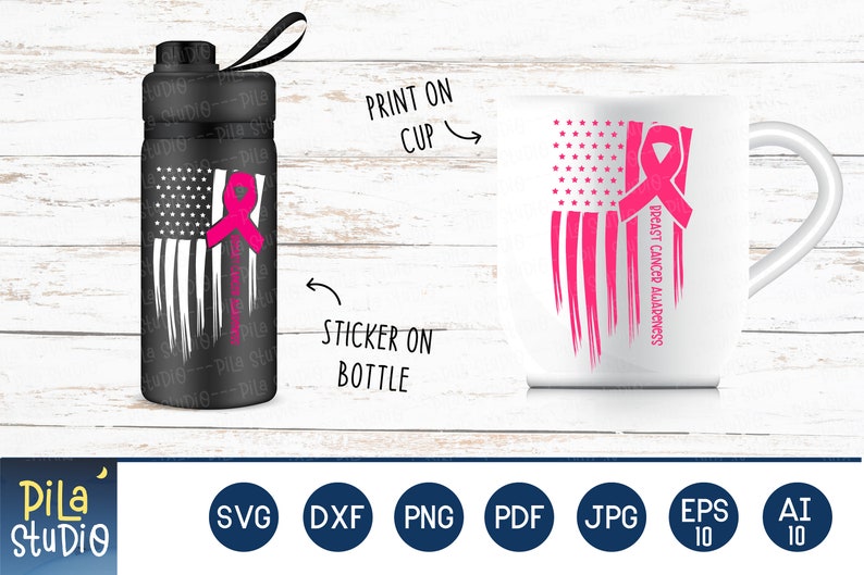 Pink Ribbon USA Flag SVG Breast Cancer Svg Pink Ribbon Png | Etsy