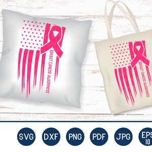 Pink Ribbon USA Flag SVG, Breast Cancer Svg, Pink Ribbon Png, Ribbon ...