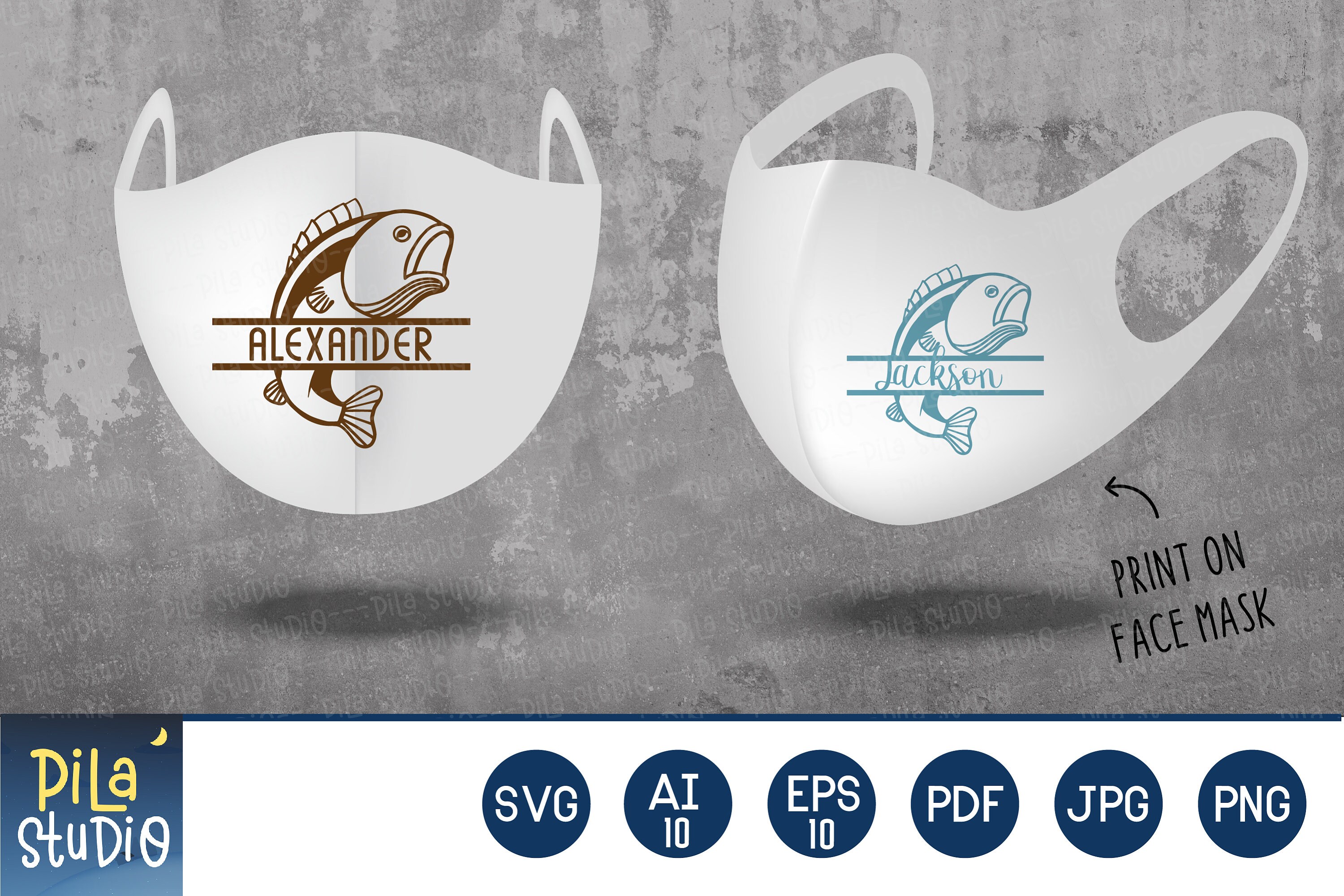 Fish SVG File Fishing SVG Fish Monogram Svg Fishing Name | Etsy