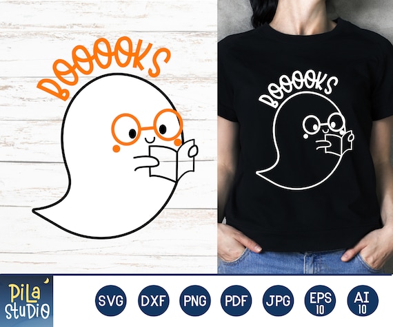 Ghost Books Svg Booooks Svg Teacher Halloween Shirt Svg - Etsy