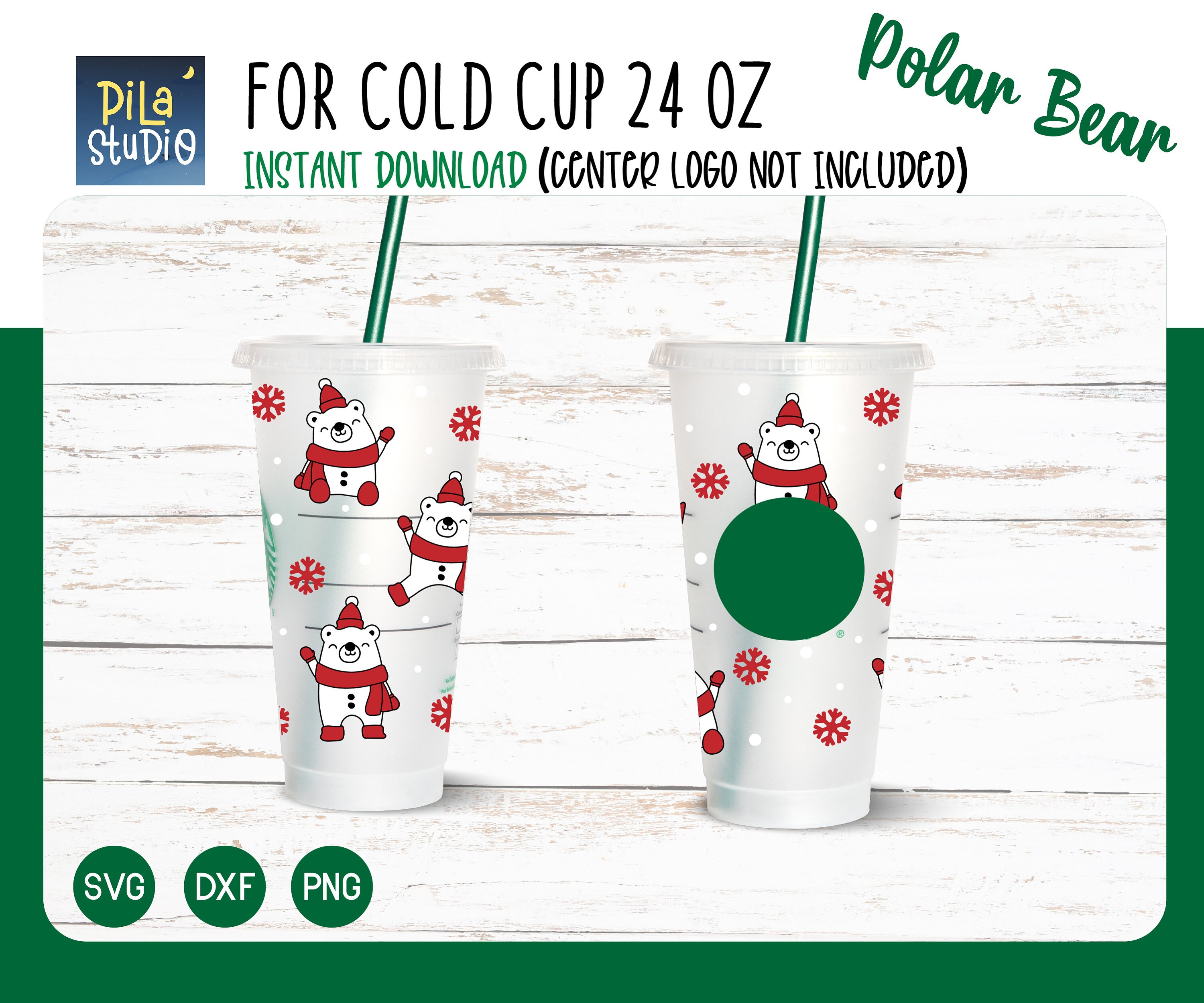 Polar Bear Cup Svg Christmas Cup Svg Full Wrap Venti Cold - Etsy