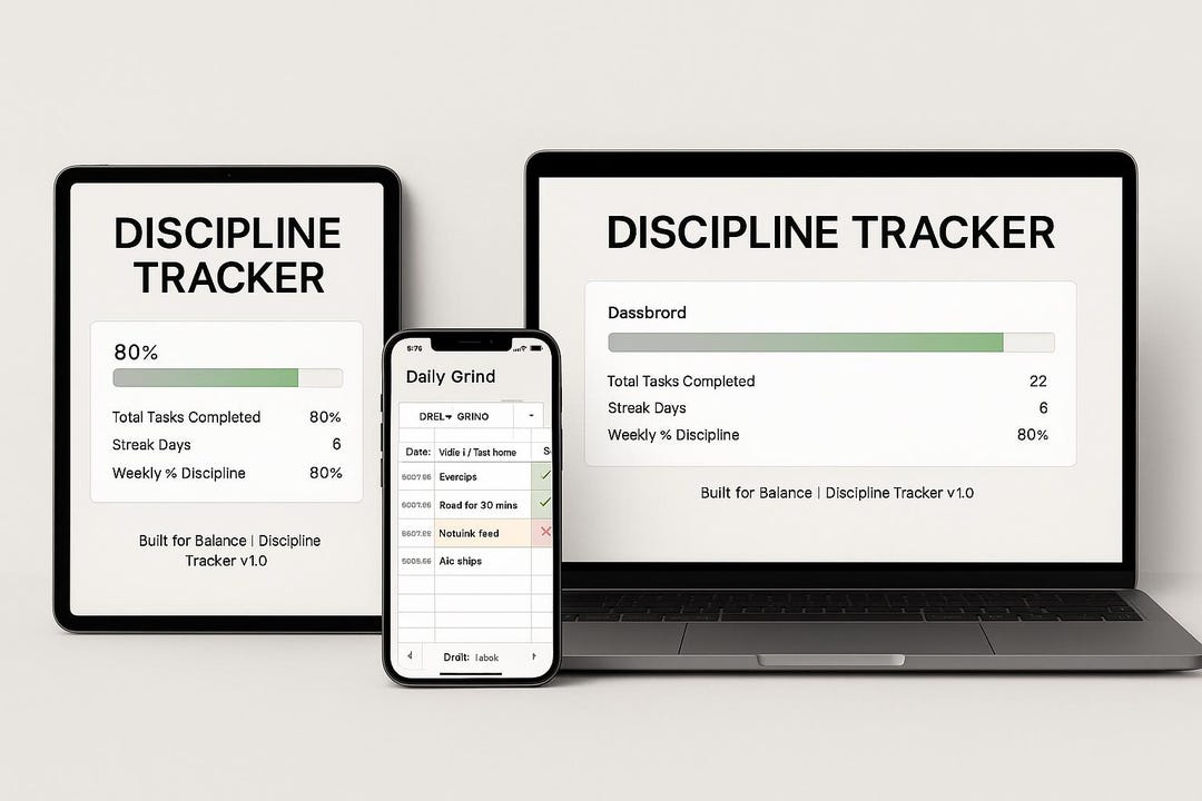 Discipline Tracker Excel + Quick Start Guide | Minimalist Habit Tracker ...