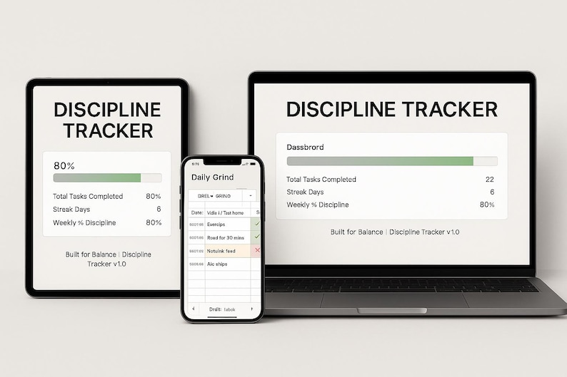 Discipline Tracker Excel + Quick Start Guide | Minimalist Habit Tracker ...
