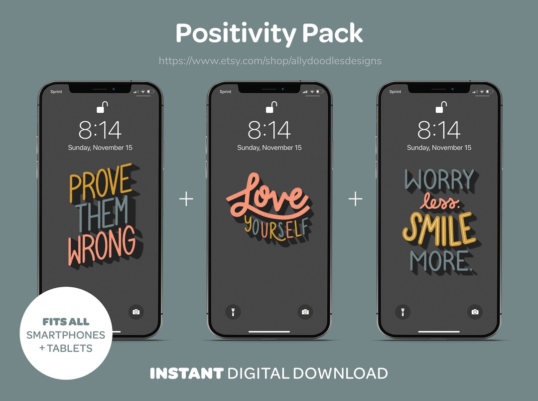 Positivity Pack Iphone/ipad Wallpapers | Digital Download | Lock Screen ...