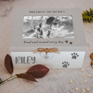 Personalised Rustic Pet Photo Memorial Dog Keepsake Box Pet Wooden ...