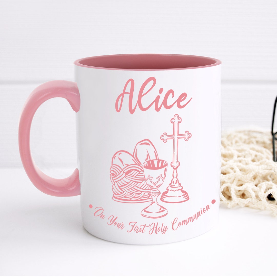 Personalised First Holy Communion Mug & Coaster Gift Set Filled With ...