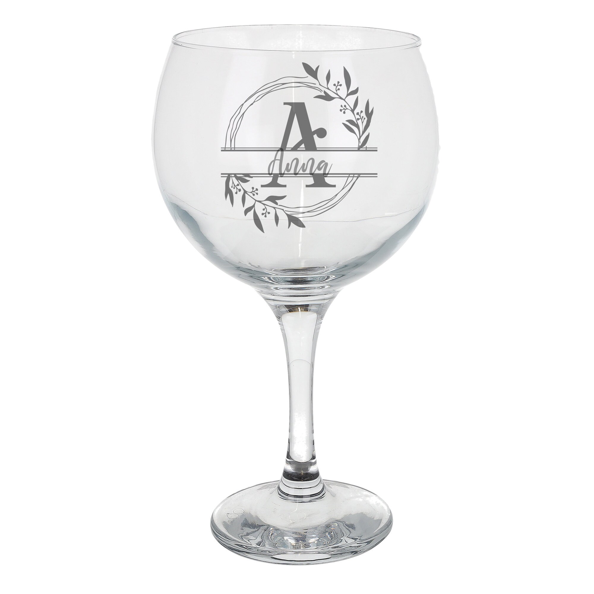 Engraved Personalised Gin Glass Monogram Name Initial Split | Etsy