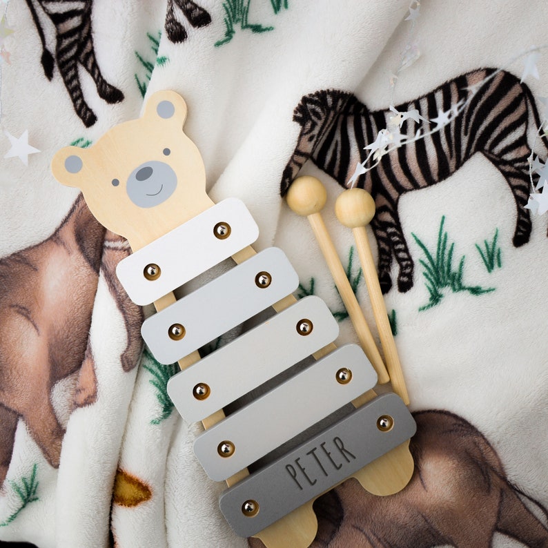Personalised Engraved Wooden Elephant Xylophone Baby & Toddler Toy ...