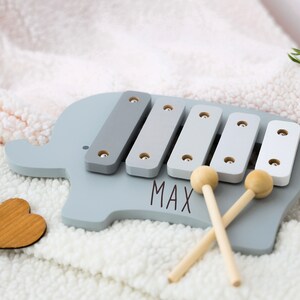 Personalised Engraved Wooden Elephant Xylophone Baby & Toddler Toy ...