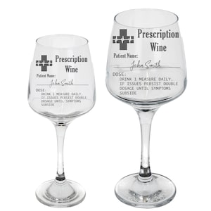 Personalised Prescription Wine Glass | Engraved Wine Glass And/or ...