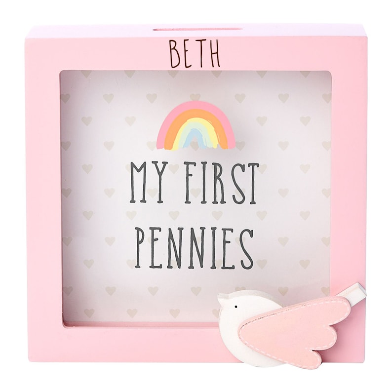Personalised Engraved Money Box Frame My First Pennies Pink - Etsy