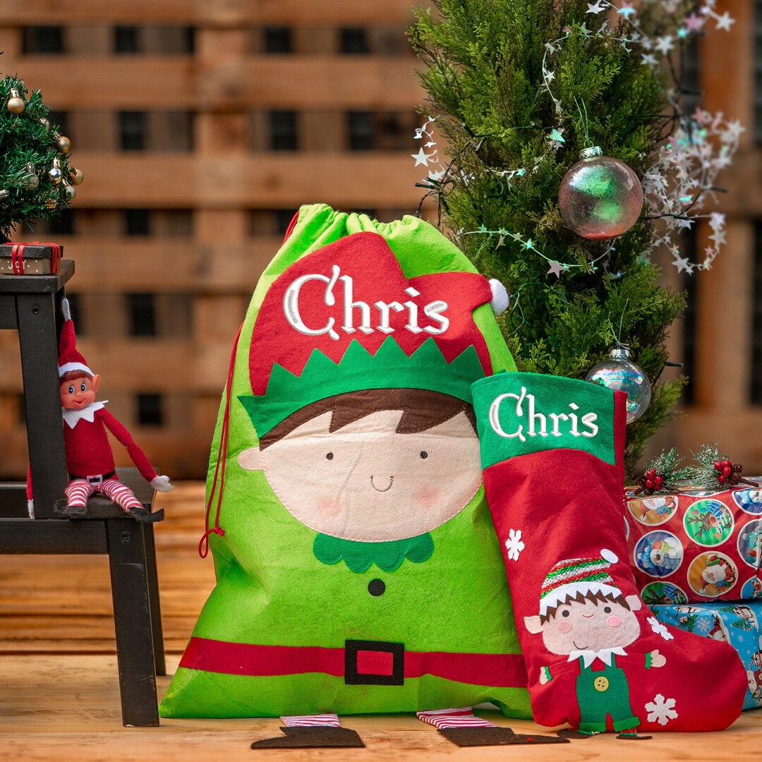 Personalised Christmas Santa Sack & Stocking Matching Set Embroidered ...