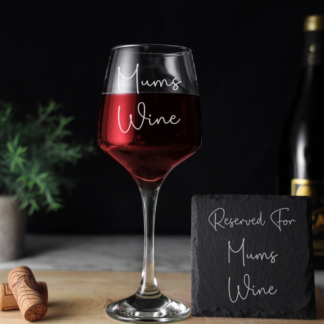 Engraved Wine Glass for Mum Wine Glass And/or Coaster Gift Set | Mums ...