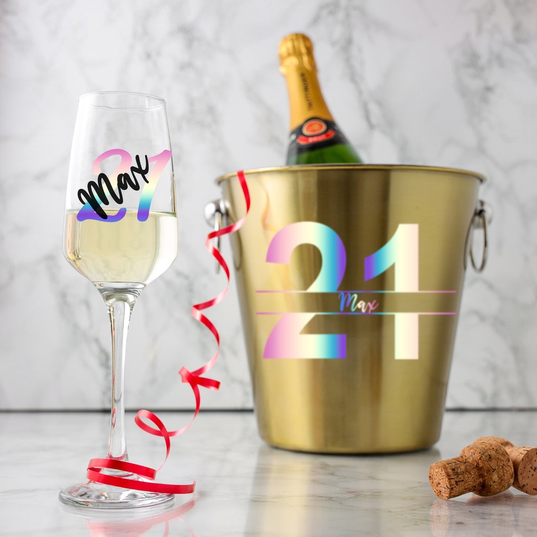 Personalised 21st Birthday Gold Ice Bucket With Matching Glass | Brass ...