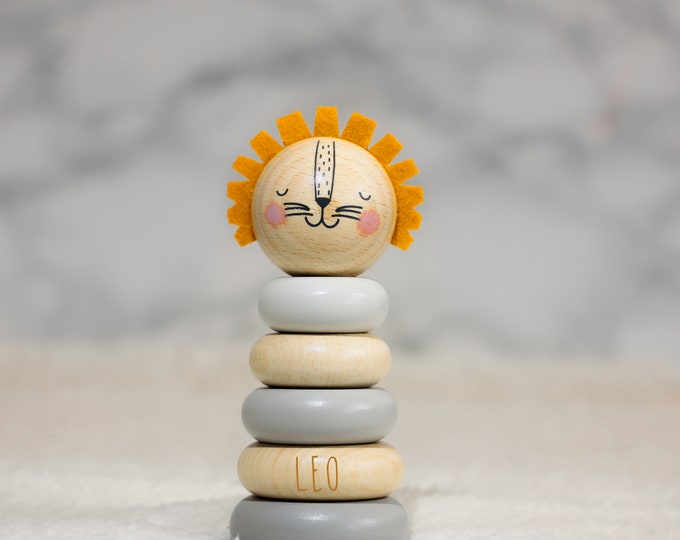 Wooden Ring Stacker Toy, Rainbow PASTEL Wooden BLOCKS & Dolls, Stacking ...