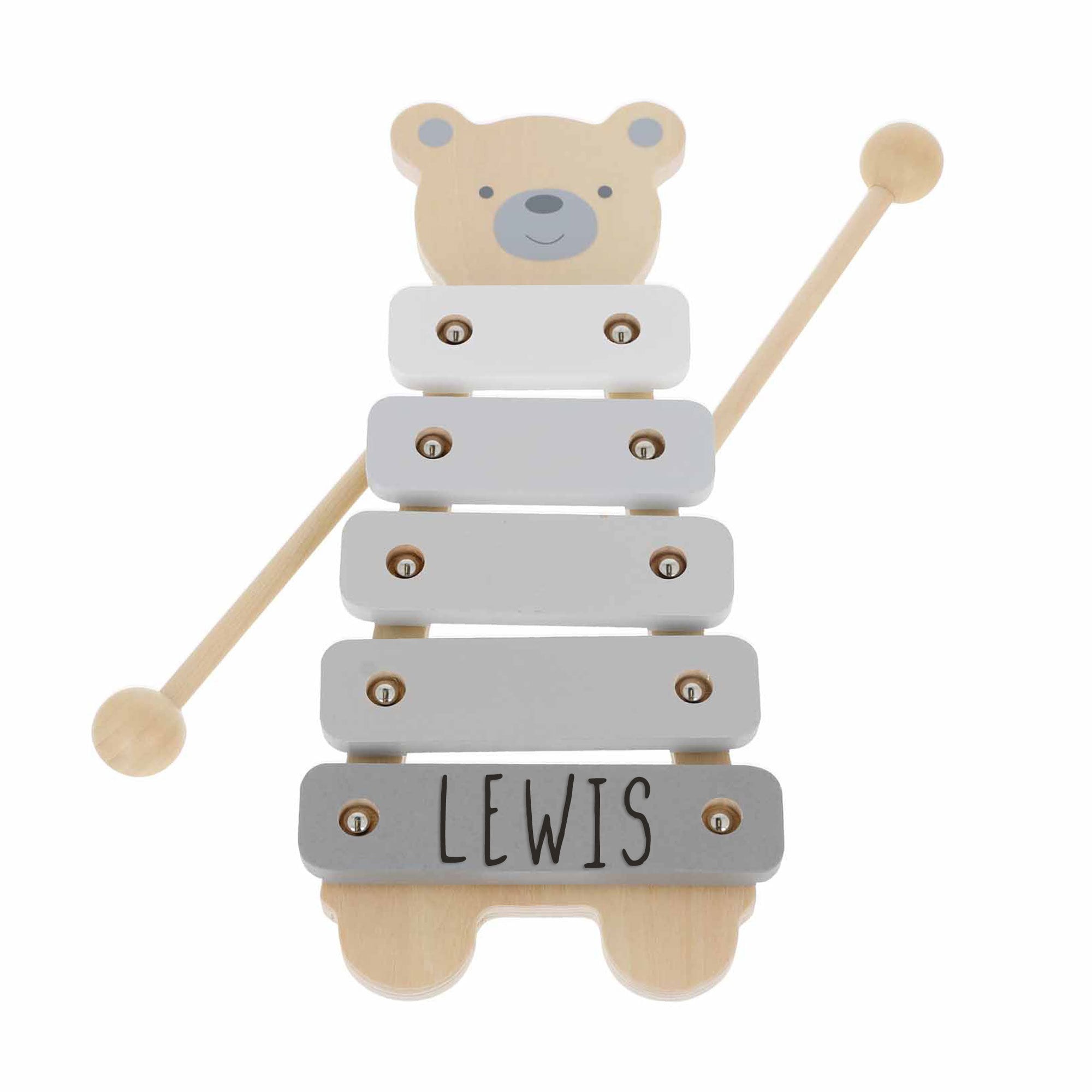 Personalised Engraved Wooden Xylophone Baby Toy | Wooden Teddy Bear ...